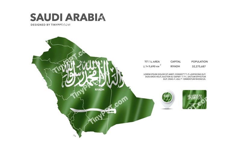 Saudi Arabia Map Slide PowerPoint – TinyPPT